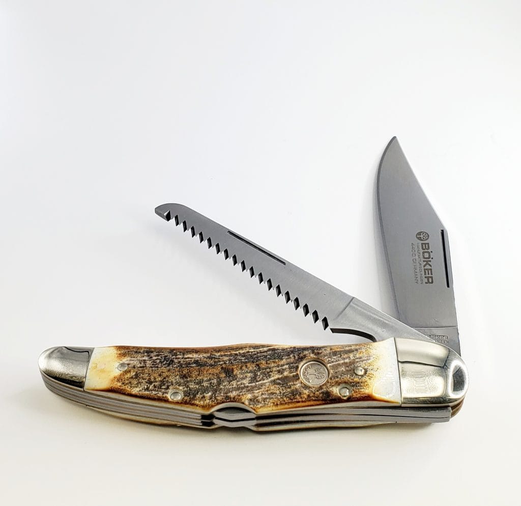 2015 Böker Manufaktur Solingen Hunters Knife Duo Stag W/Leather Sheath ...