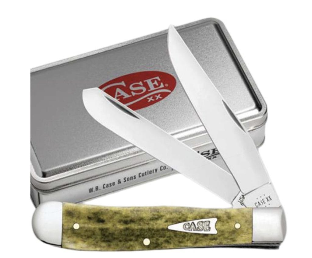 Case XX Smooth Olive Green Bone Trapper W/Tin - Riley's Tools